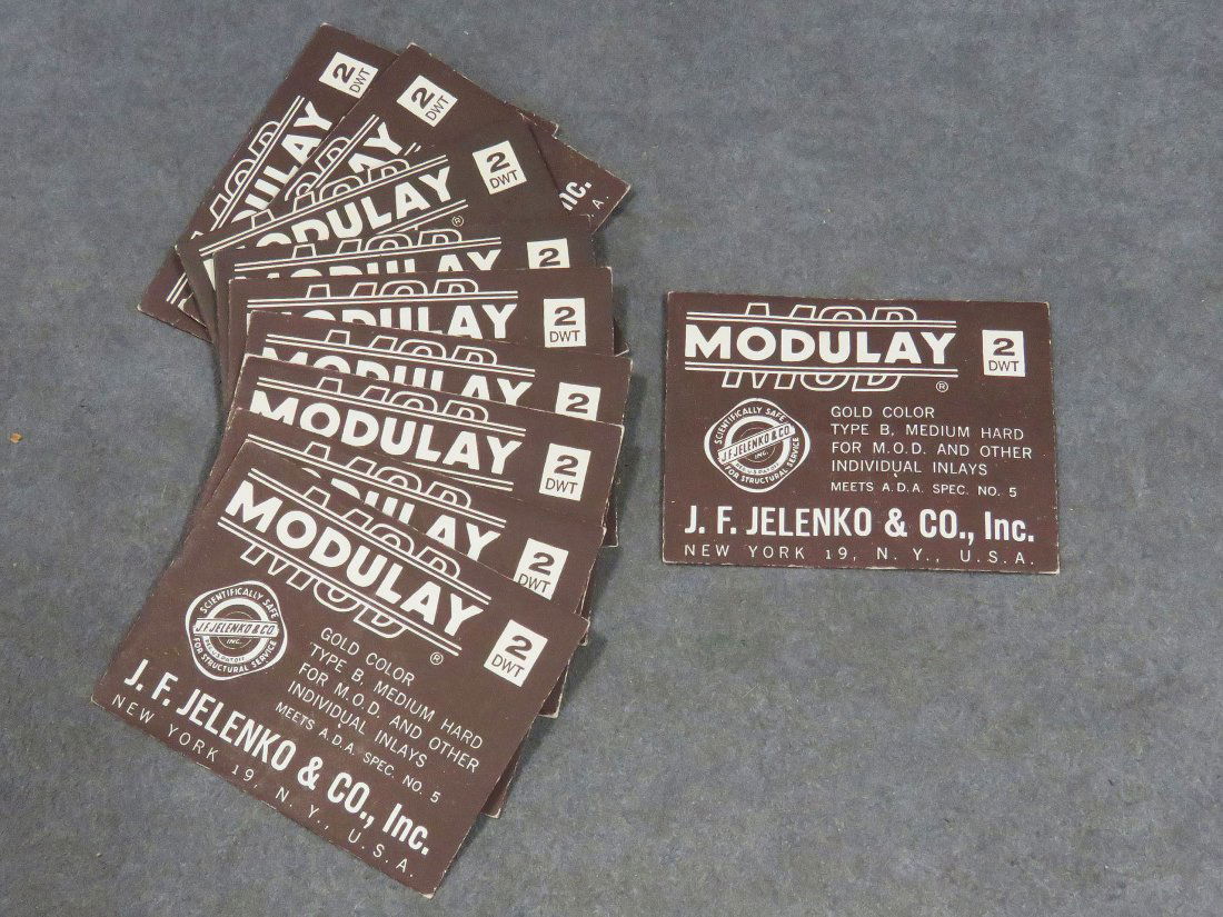 Lot Jelenko & Co. Modulay Dental Gold 20 Dwt/1ozt