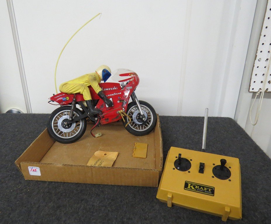 Vintage Kawasaki Model Motorcycle With Remote Control