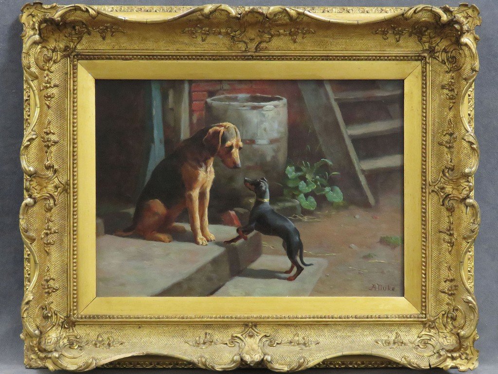 ALFRED DUKE (UK 1863-1905), OIL ON CANVAS, "ON THE