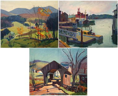 Oil On Artist's Board, Village Landscape