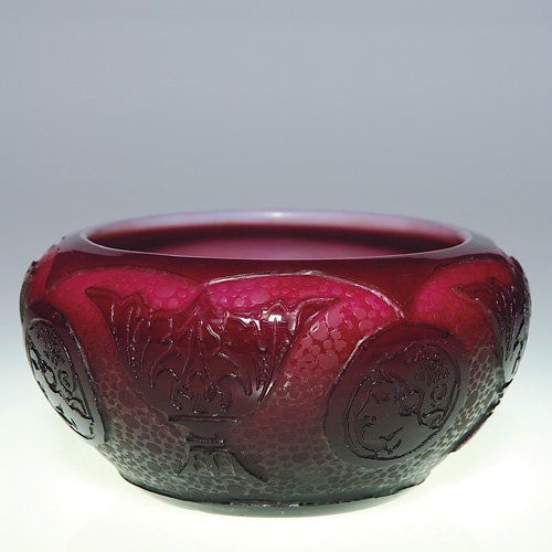 515: Steuben Plum Jade vase, "Murillo", 3"X6 1/4"D