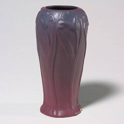 Van Briggle Vase, Maroon Mat, Tulips, Tw