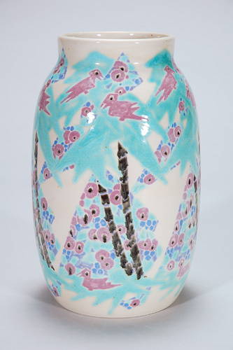 Overbeck Vase, Birds In Pine Trees, 9 1/8