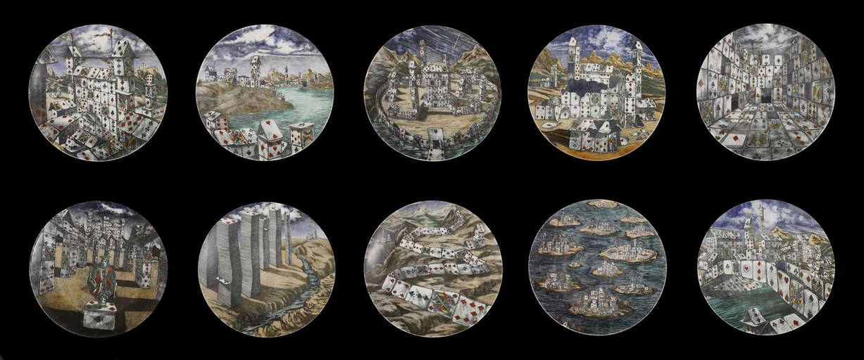Ten 'Città di Carte' (City of Cards) porcelain plates, (#0298) on Jan ...