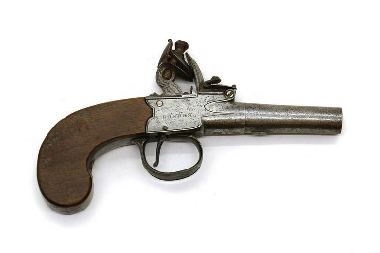 An English Box Lock Flintlock Pistol,