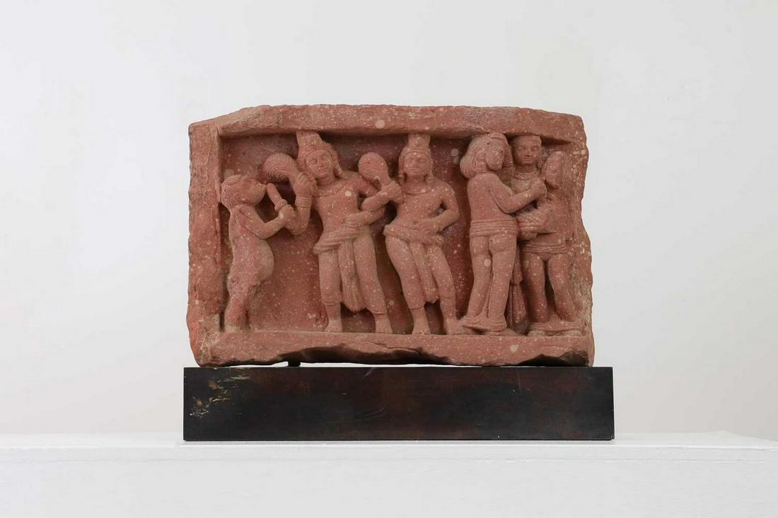A Carved Red Stone Mathura Panel, Auction