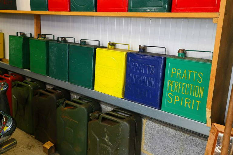 Seven Pratt's Two Gallon Petrol Cans,