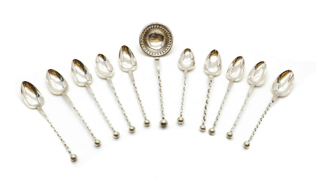 A Group Of Norwegian Silver Spiral Twist Spoons, Auction
