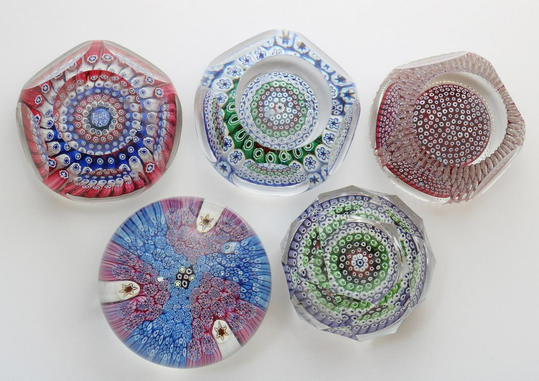A Group Of Five Whitefriars Glass Paperweights, Auction