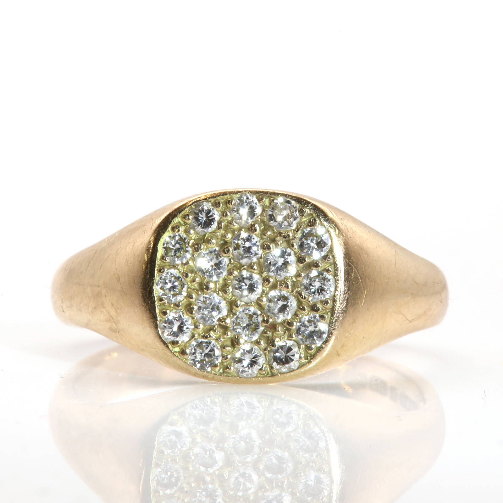 A 9ct Gold Diamond Set Signet Ring, Auction