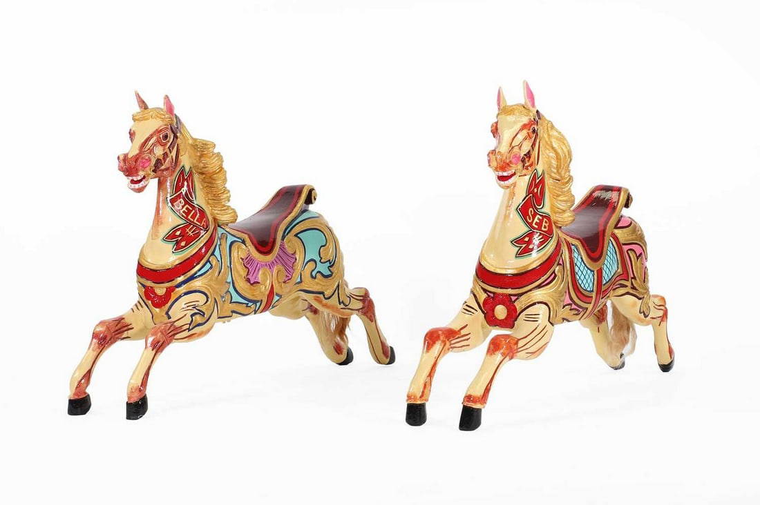 A Pair Of Juvenile 'dobby' Fairground Carousel Horses By Anderson, Auction