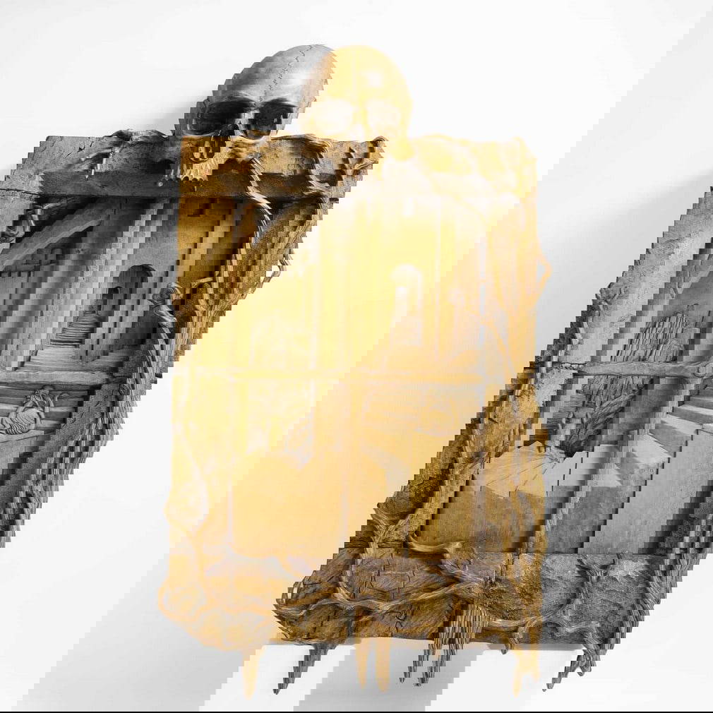 A Carved 'window' Surmounted With A Skull, Auction