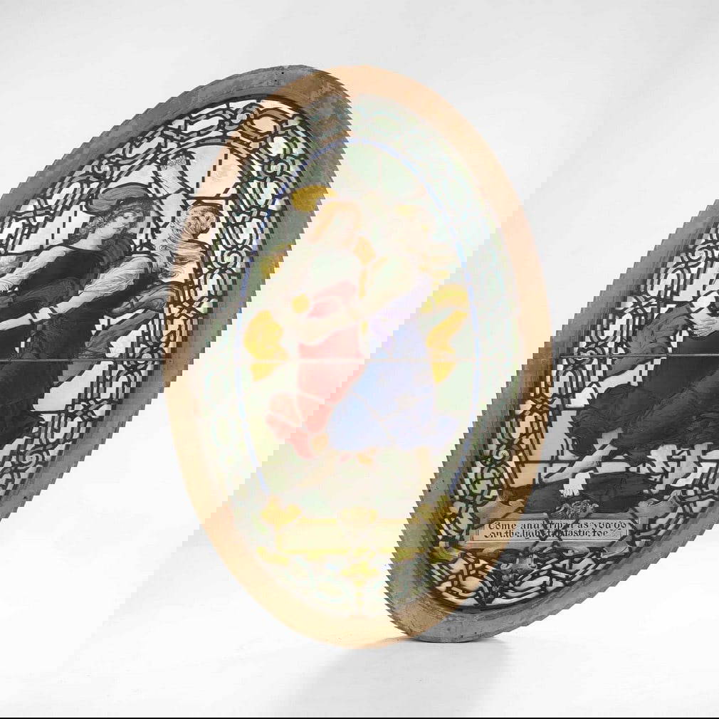 A Pre-raphaelite Oval Stained-glass Window Panel, Auction