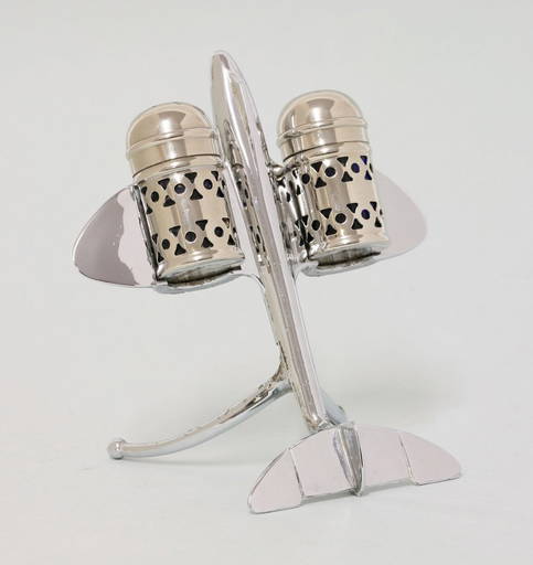 A Chrome Jet Plane Cruet, 1950s, Cast Reg. No. 876205,