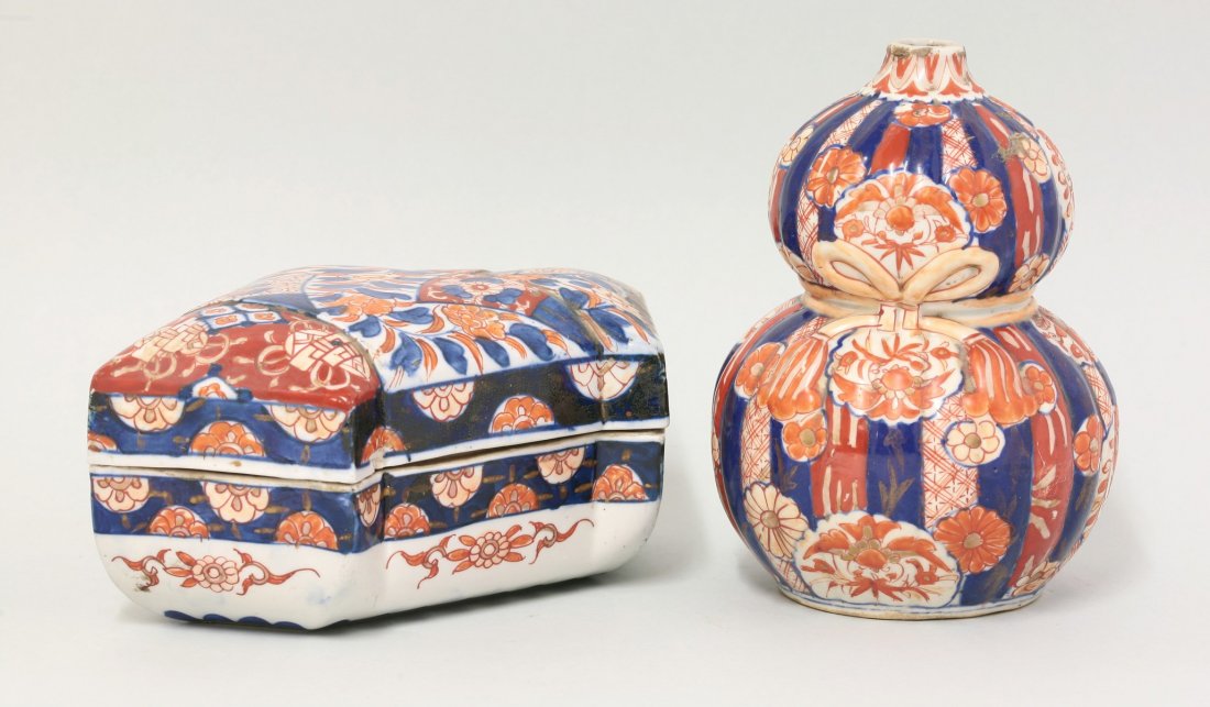 An Imari Box And Cover, C.1880, Of Folded Paper Form