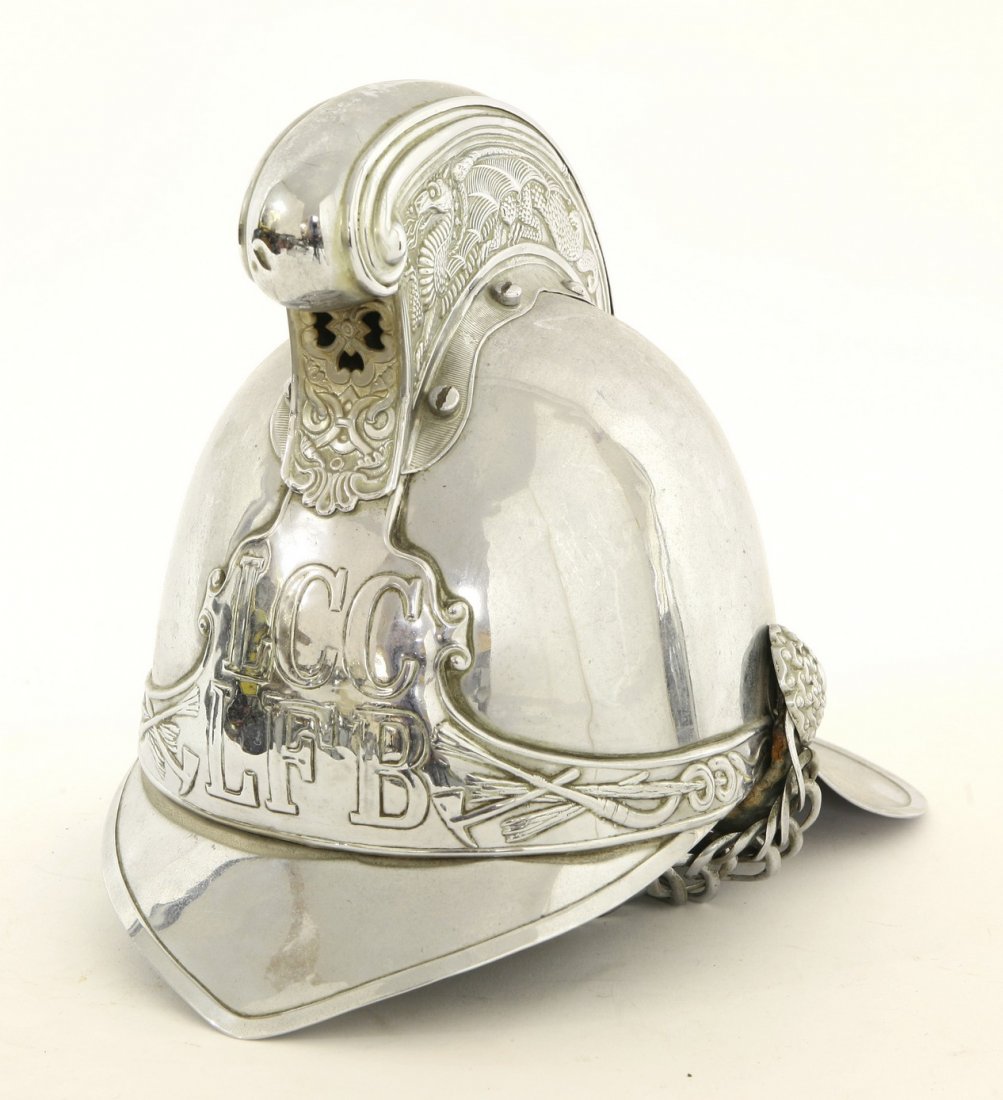 A Merryweather Pattern Chrome Plated Fire Helmet,