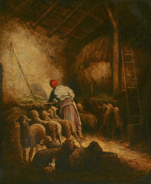 Jacque, Charles Emile Barn Scene ''ch. Jacque''