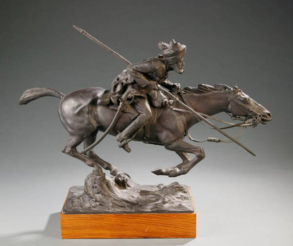 English Bronze Sculpture Bengal Lancer Horse.