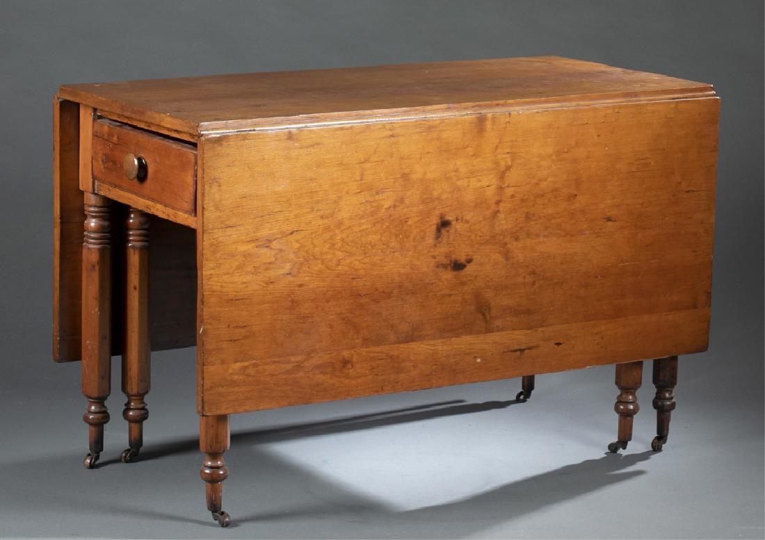Antique Oak Drop Leaf Table On Turned Legs.