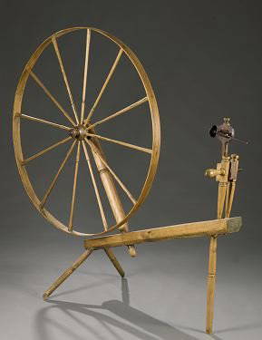 Great Spinning Wheel & Stained Wool Winder.