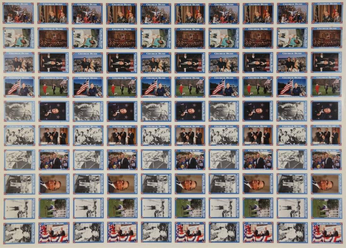 Sheet Of Uncut George H. W. Bush Baseball Cards.