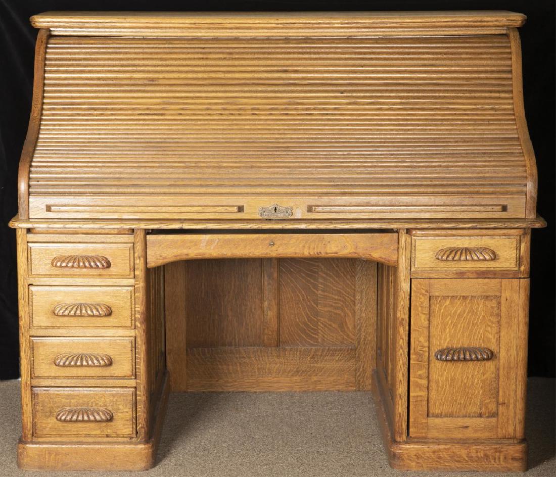 Indianapolis Cabinet Co, Oak Roll Top Desk.