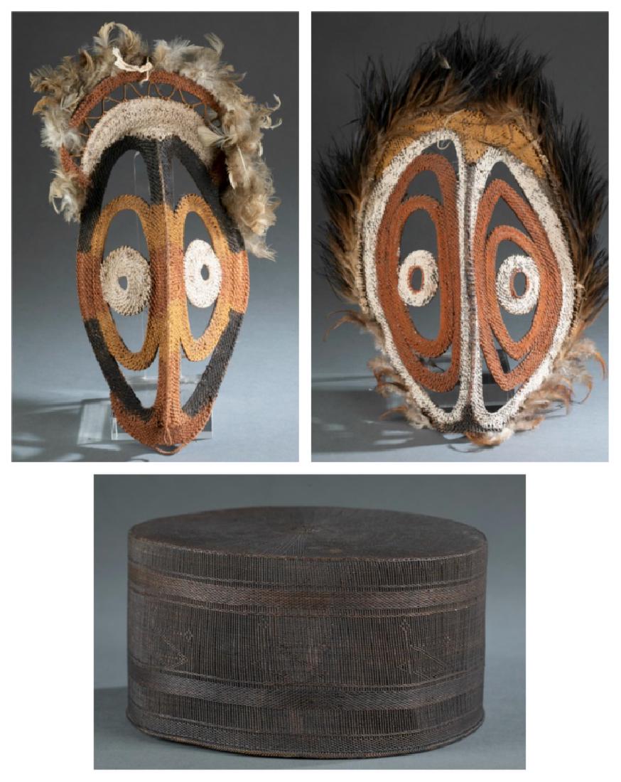 2 Abelam Yam Masks & 1 Hat. 20th C.