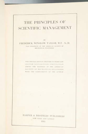 The Principles Of Scientific Management, 1911.