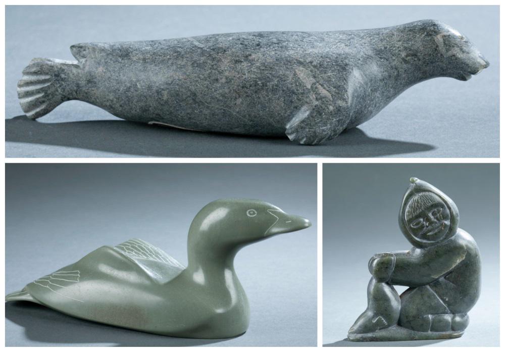 3 Inuit Carved Stone Figures. 20th c. - Nov 09, 2019 | Quinn's Auction ...