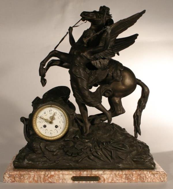 38: Fench mantle clock "La Renommee" by X. Raphanel,