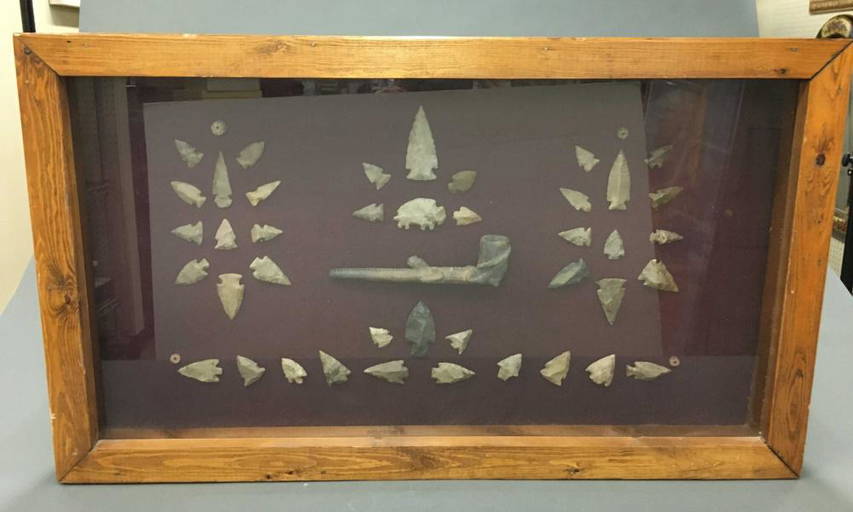 Native American Style Arrowheads And Clay Pipe.
