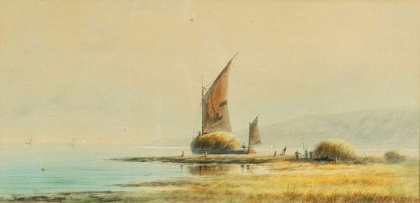 69: Loading Hay Boats Watercolor - Sep 13, 2008 | Quinn's Auction ...