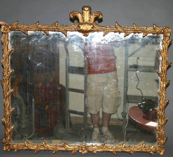 Gilded Acanthus Leaf Adorned Mirror Feather Crest