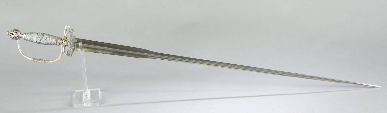 George Iii English Silver Colichemarde Sword.
