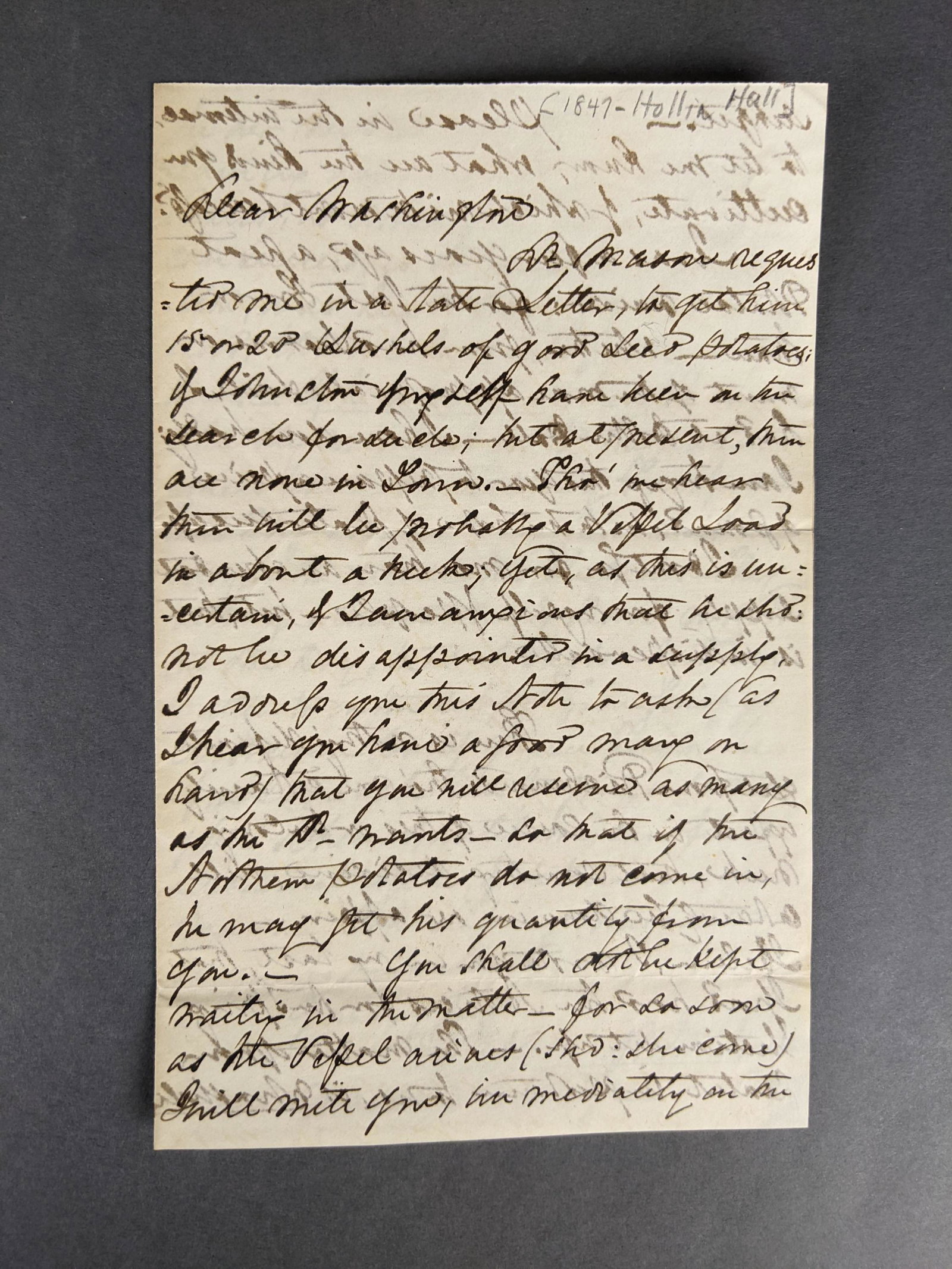 George Mason And John A. Washington Letter, 1847.