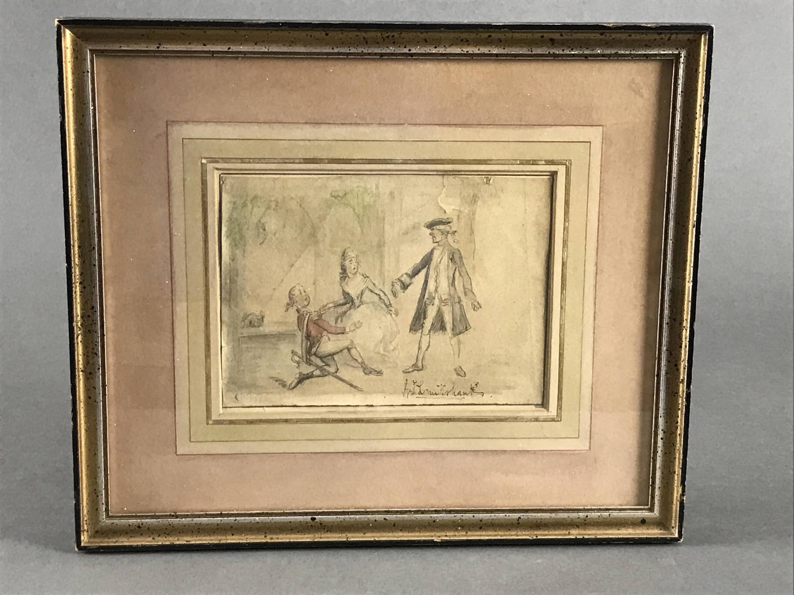 Cruikshank, Preparatory Drawing, Early 19th C. Auction