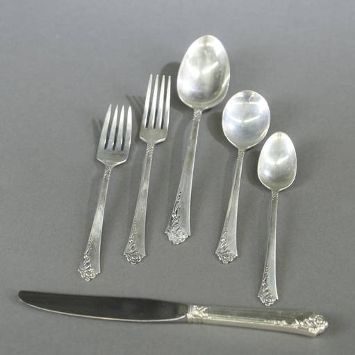 Heirloom "damask Rose" Sterling Flatware Service.