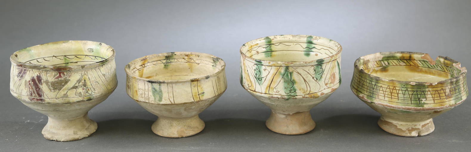 4 Byzantine Footed Cups.