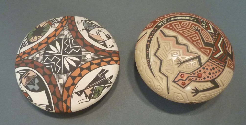 A Group Of Two Native American Seed Pots.