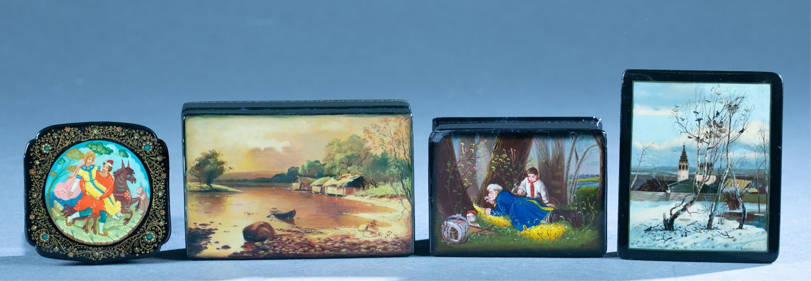 4 Soviet Russian Lacquer Boxes.