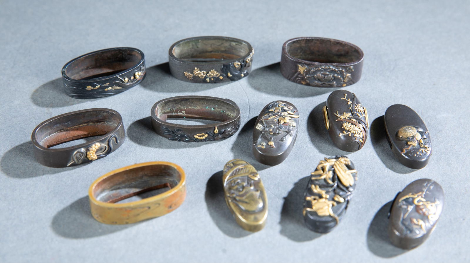 6 Japanese Fuchi Kashira. Auction