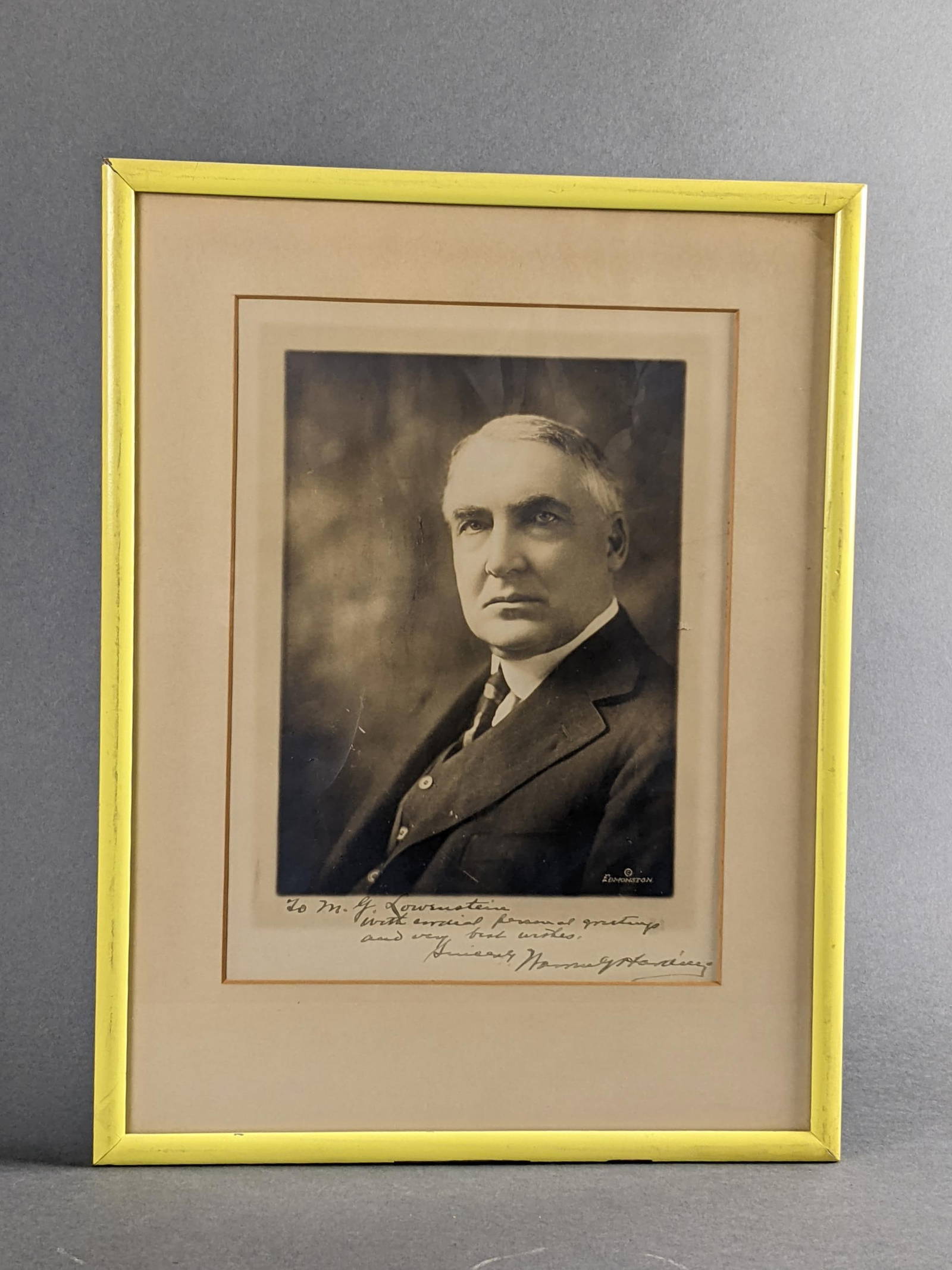 Warren G. Harding Signed Portrait. Auction