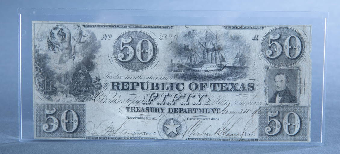 Republic Of Texas 1840 $50 "redback" Bank Notes