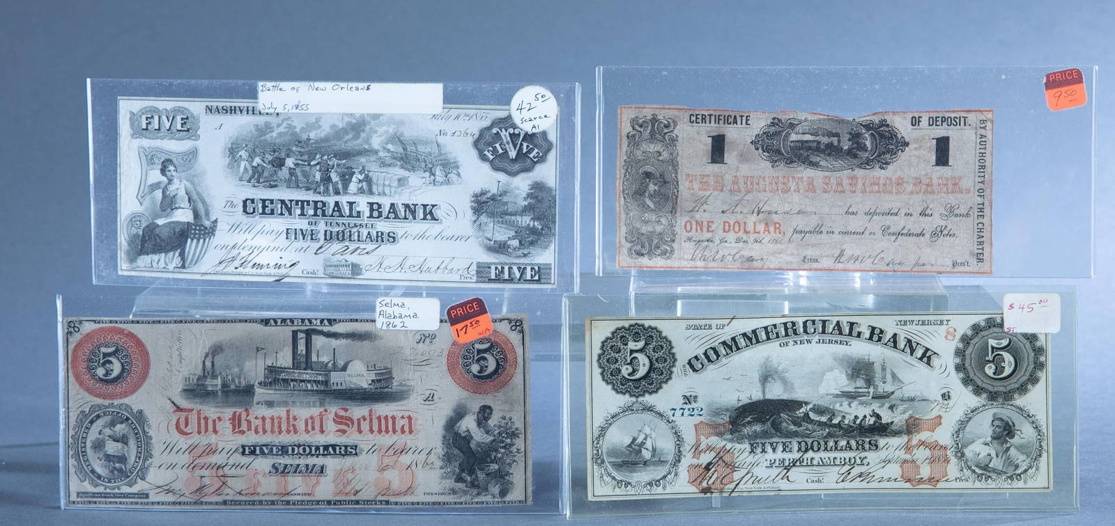 4 U.s. Obsolete Bank Notes Auction