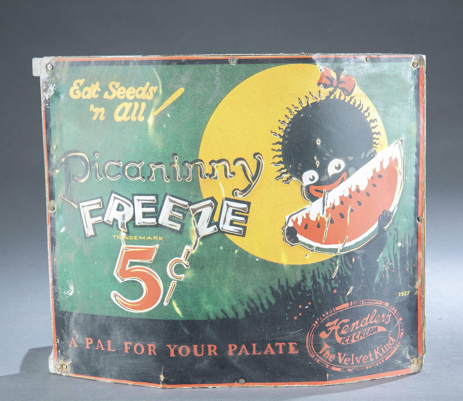 Picaninny Watermelon Ice Cream Sign. Auction