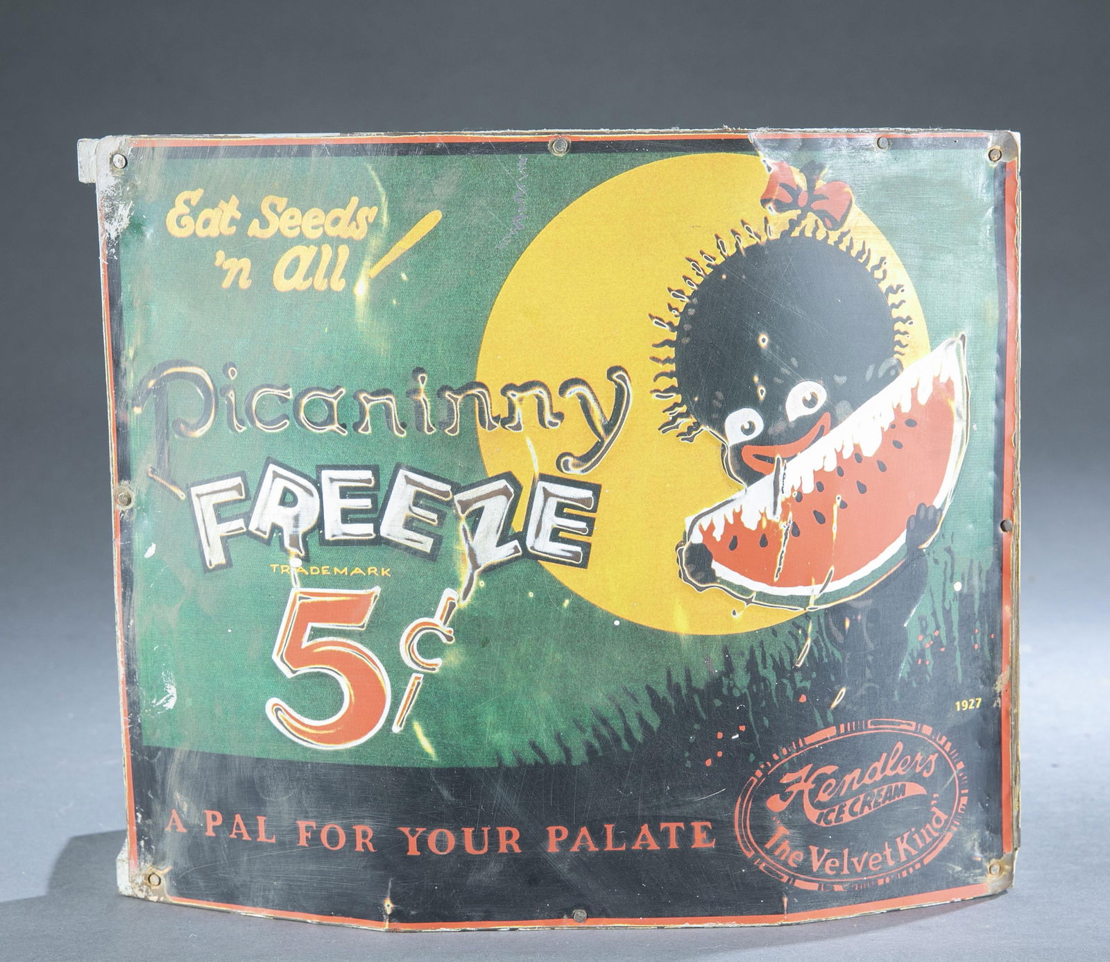 Picaninny Watermelon Ice Cream Sign. Auction