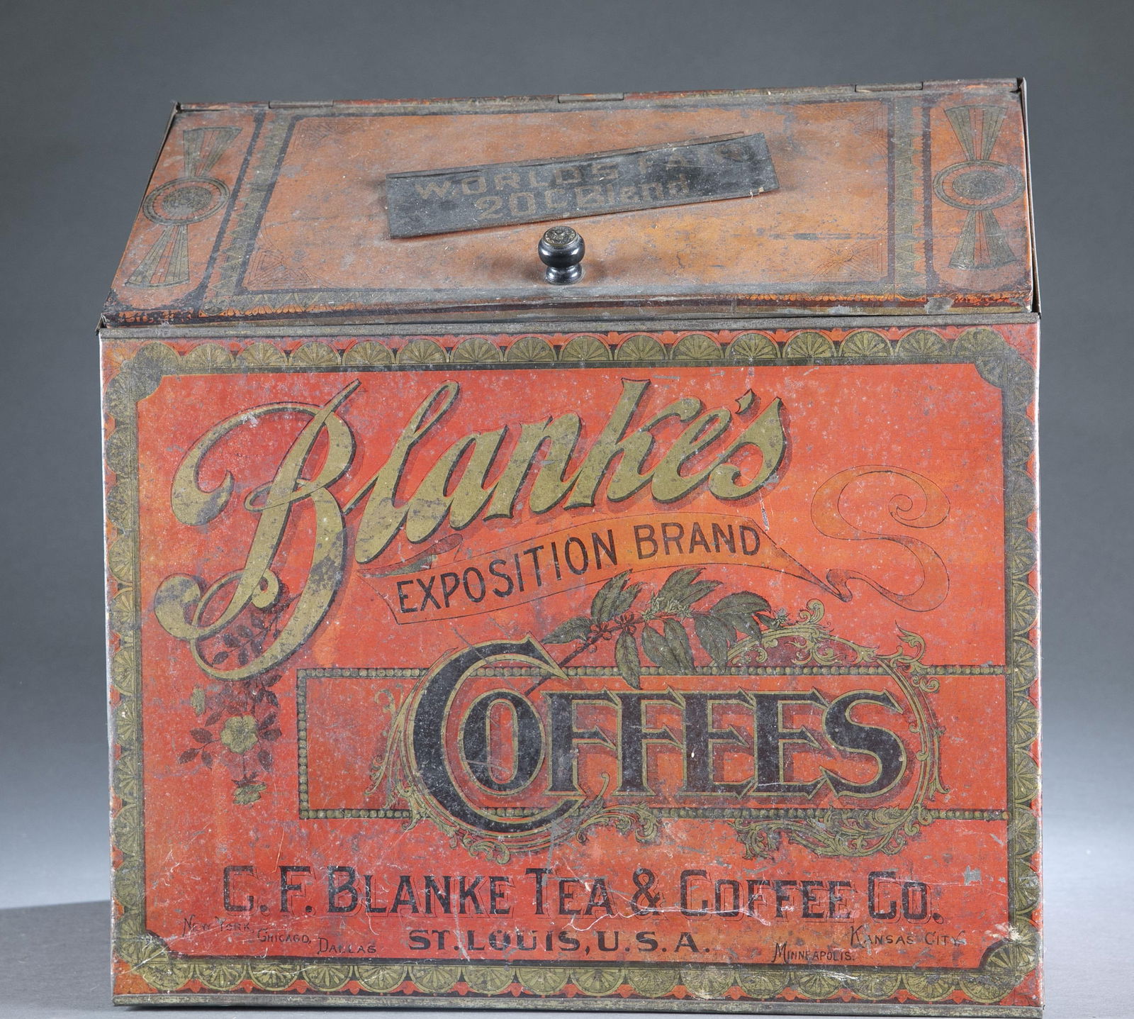 Blanke's World's Fair Coffee Bin. Auction