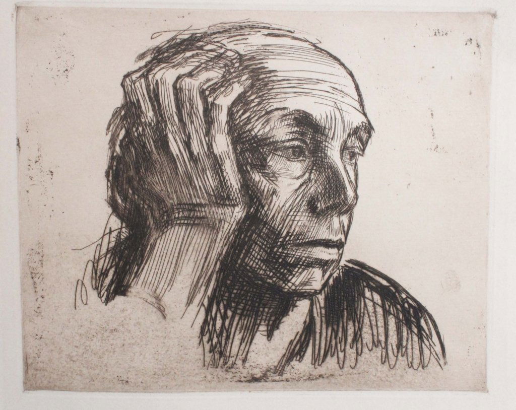 Kathe Kollwitz. Self Portrait. Etching. [1921].