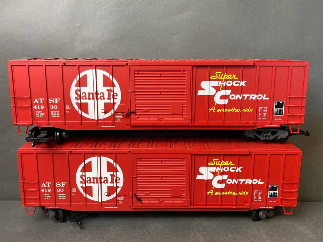 Lgb Trains G Scale Mismatch Boxcars - Santa Fe (steel Box Cars ...