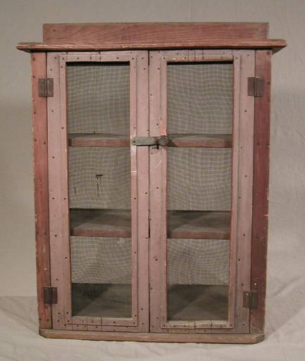 Oak Produce Cabinet With Screened Doors